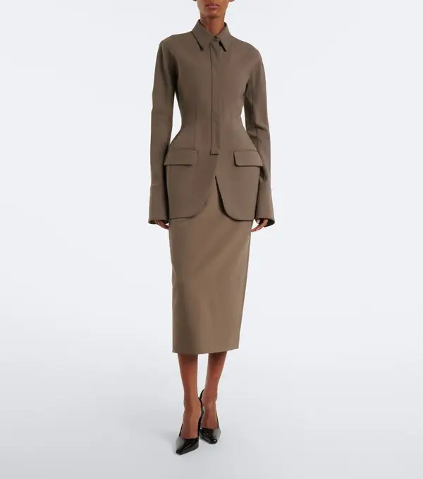 MUGLER Wool-blend Jacket - Brown