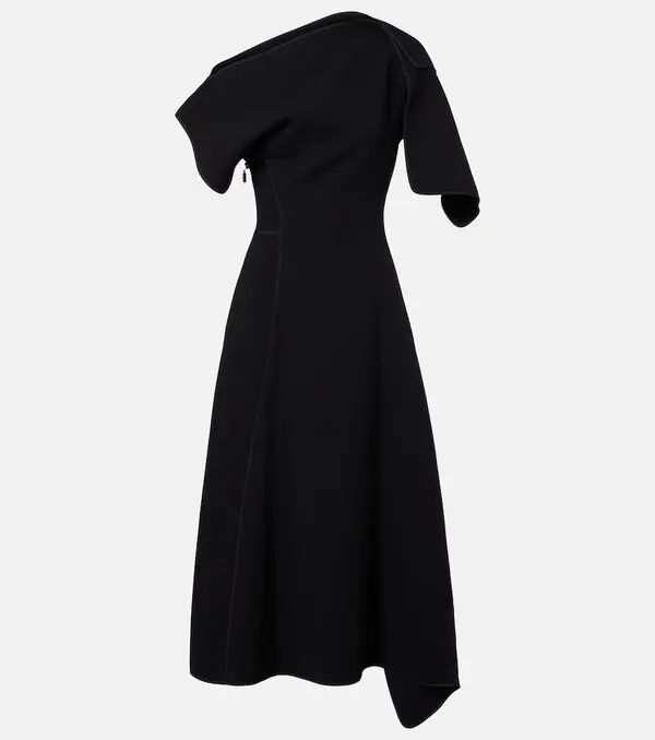 Maticevski Diadem Draped Asymmetric Midi Dress - Black