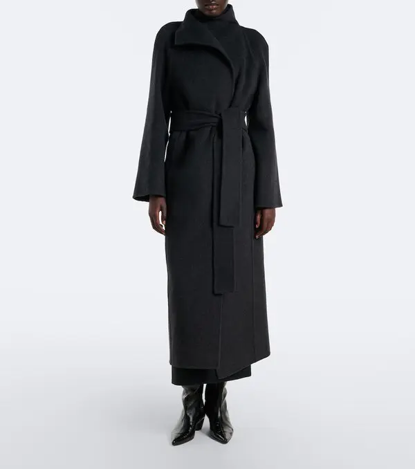 Khaite Romare Wool Wrap Coat - Black