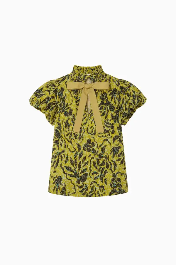 Ulla Johnson Estela Short Sleeve Cotton Top