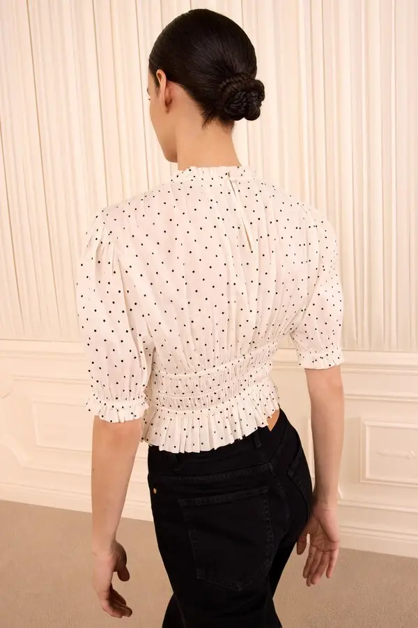Ulla Johnson Rae Polka Dot Cotton Top - Blanc