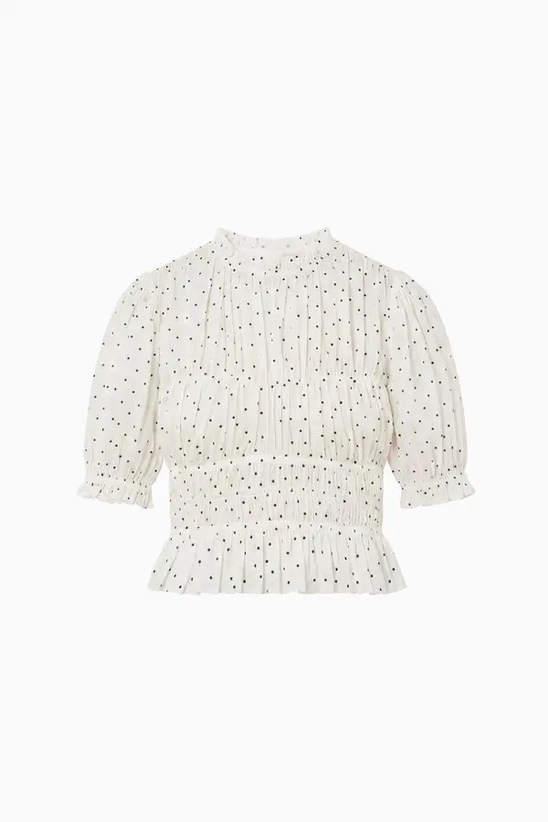 Ulla Johnson Rae Polka Dot Cotton Top - Blanc