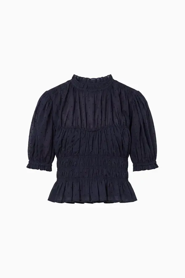 Ulla Johnson Rae Short Sleeve Cotton Top - Nightfall