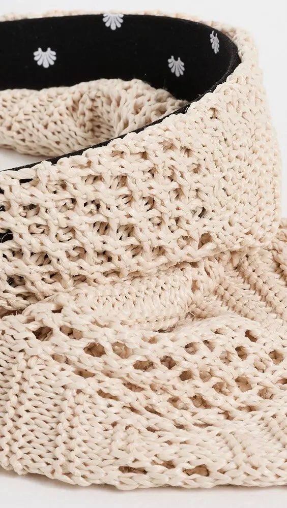 Lele Sadoughi Jackie Crochet Raffia Hankerchief Headband