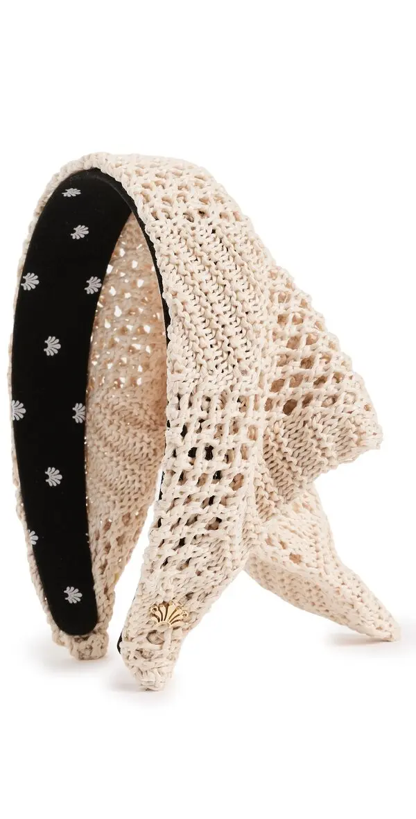 Lele Sadoughi Jackie Crochet Raffia Hankerchief Headband - Natural