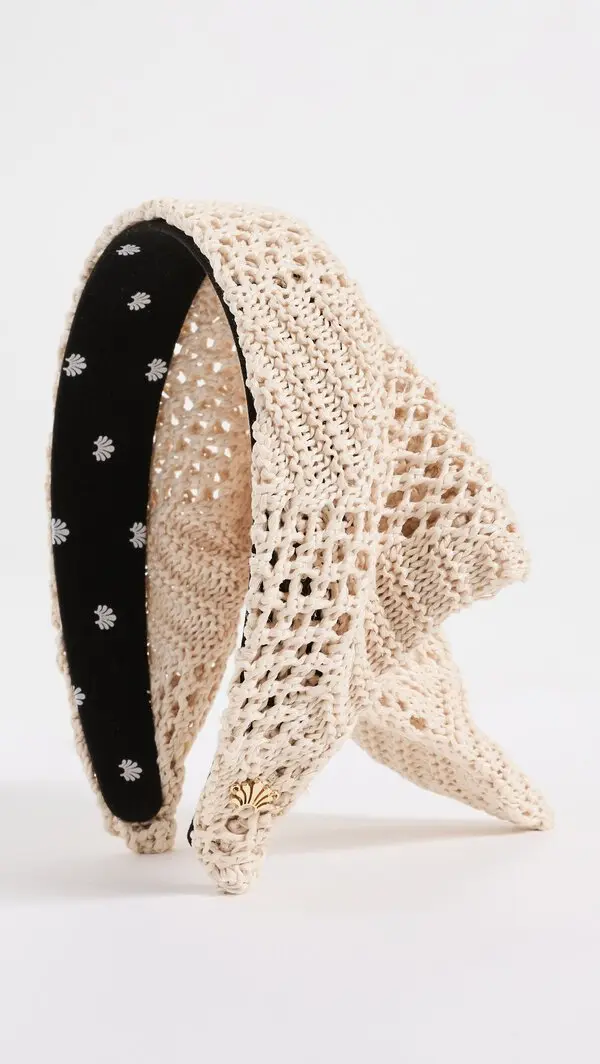 Lele Sadoughi Jackie Crochet Raffia Hankerchief Headband