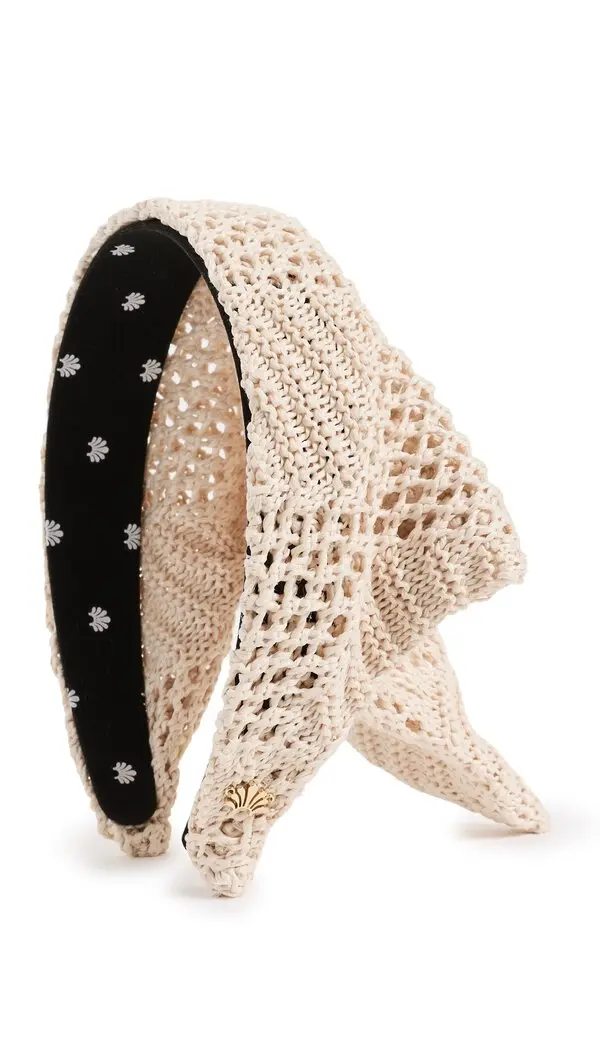 Lele Sadoughi Jackie Crochet Raffia Hankerchief Headband