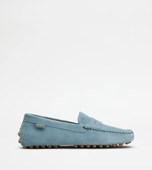 TOD'S Gommino Loafers In Suede - Light Blue