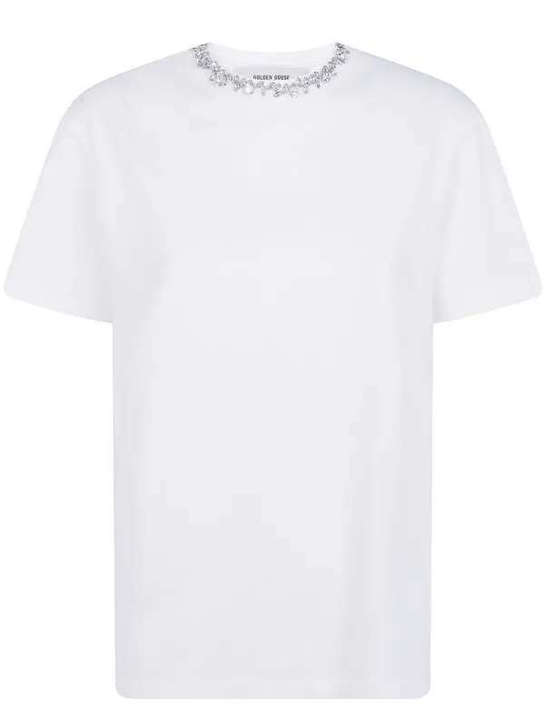 GOLDEN GOOSE T-shirt Regular Distressed Cotton Jersey - White