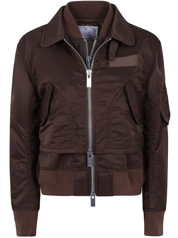 Sacai Jacket Zippered "nylon Twill Blouson - Brown