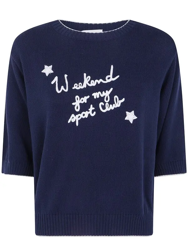 Max Mara Sweater Embroidered "wkd Fiacre - Blue