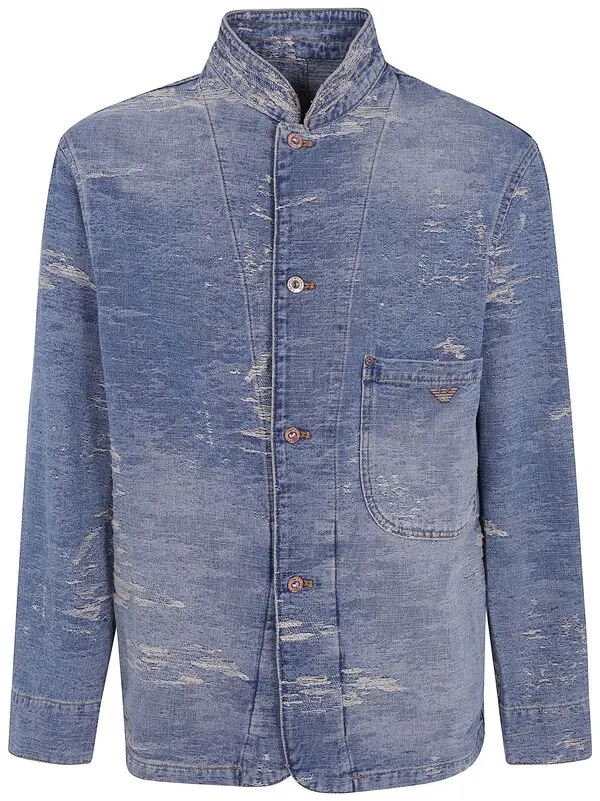 Emporio Armani Light Denim Jacket With Side Vents - Blue