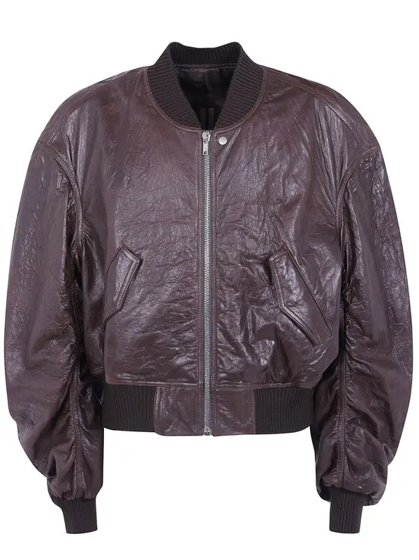 Rick Owens Jacket Padded Leather "secchia Flight - Gray