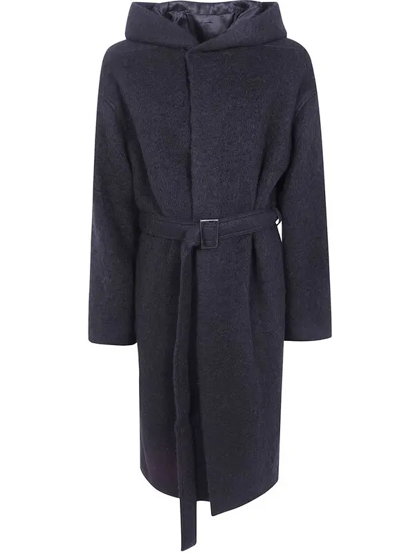 Rick Owens Coat Belted "tower - Black