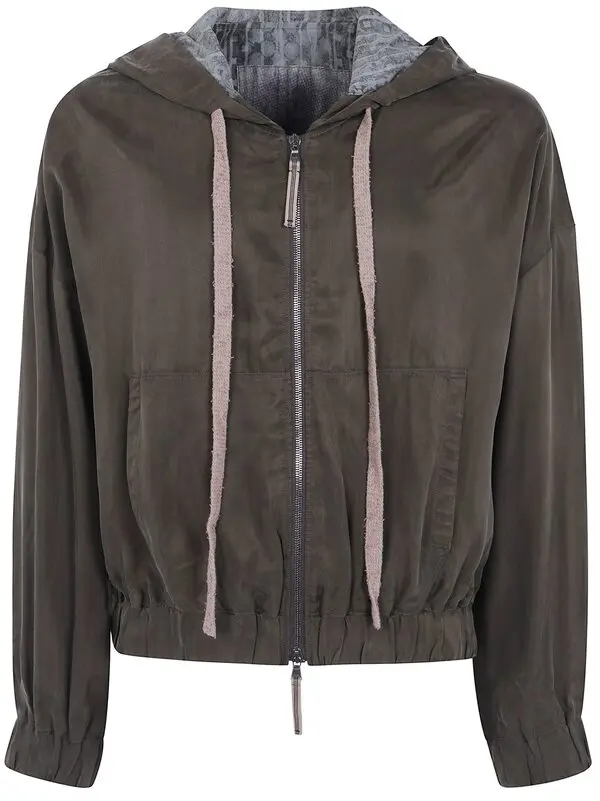 ZIGGY CHEN Sweatshirt Full Zip Hoodie "cropped - Green