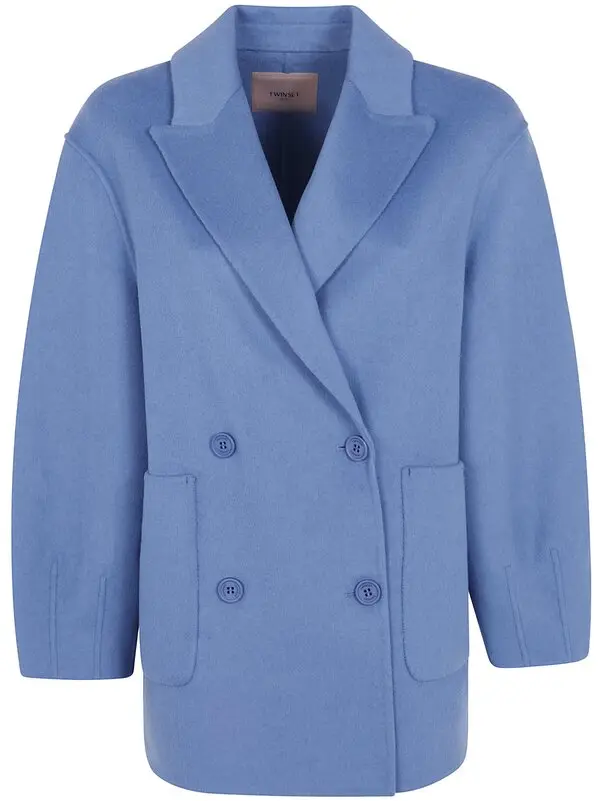 TWINSET Coat Double Breasted Peacoat - Blue