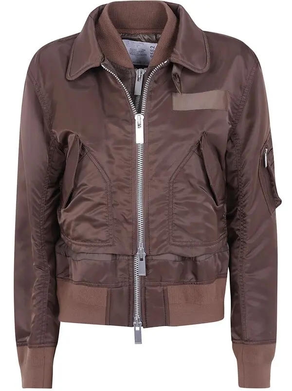 Sacai Jacket Zippered "nylon Twill Blouson - Brown