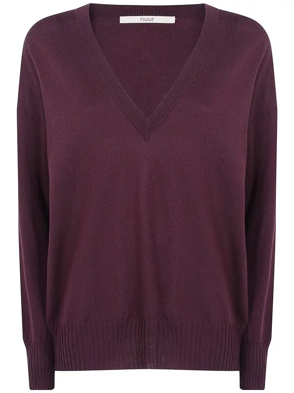 NUUR Sweater V Neck Long Sleeves - Red
