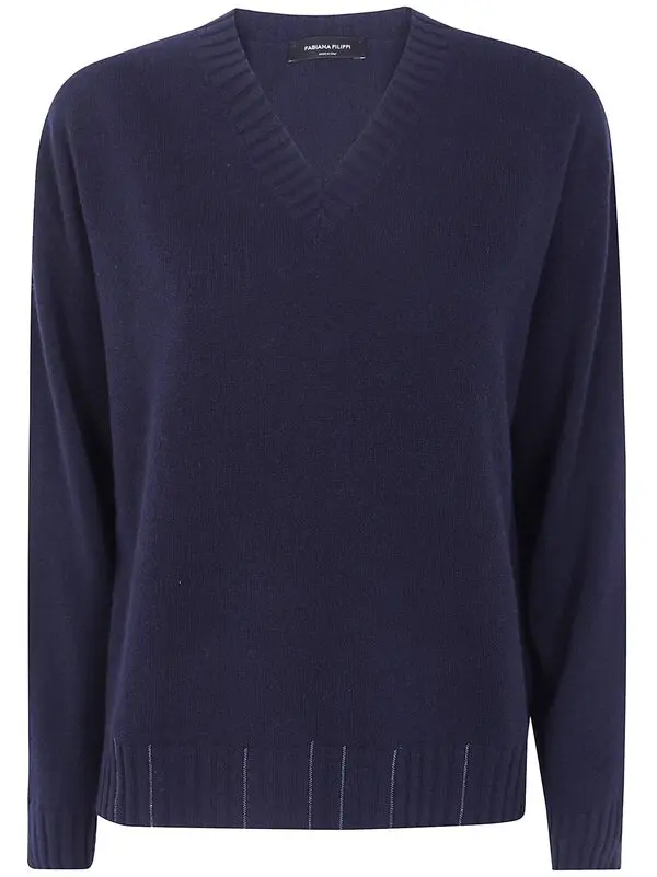 Fabiana Filippi Sweater V Neck "mad216f015.m281 5146 Night - Blue