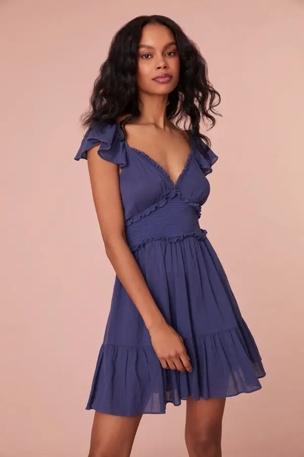 LoveShackFancy Ivella Smocked Mini Dress - Midnight