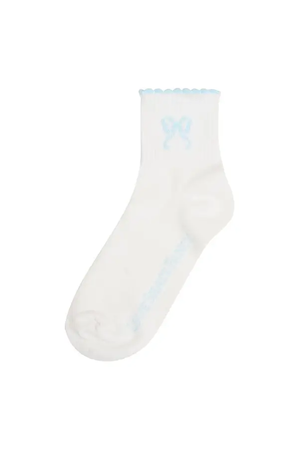 LoveShackFancy Doyenne Cotton Bow Ankle Socks - Blue