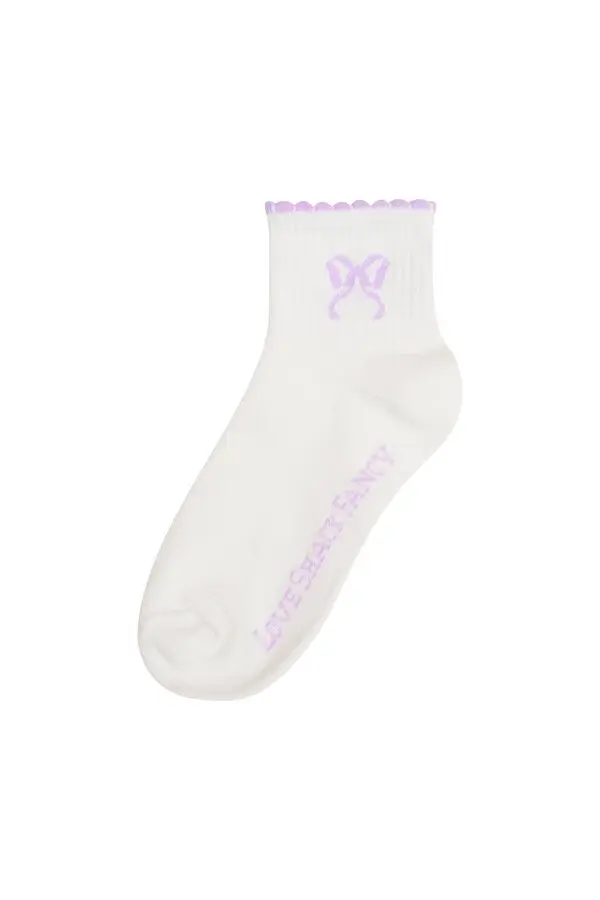 LoveShackFancy Doyenne Cotton Bow Ankle Socks - Lilac