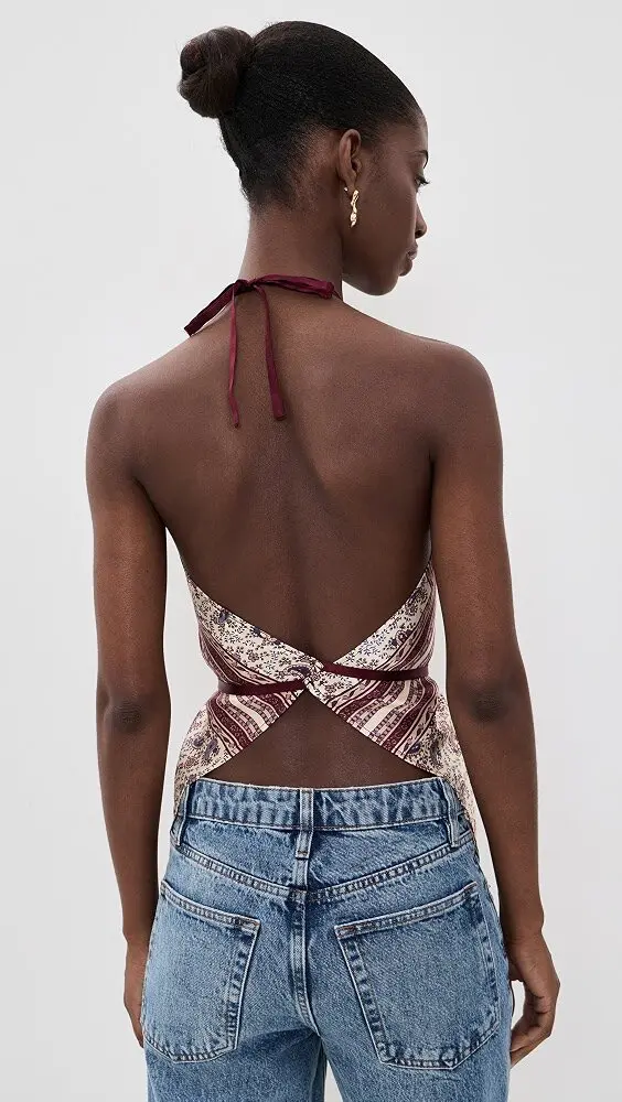 REFORMATION Una Silk Scarf Top