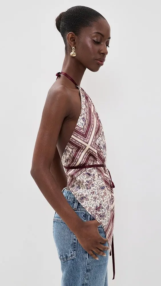 REFORMATION Una Silk Scarf Top