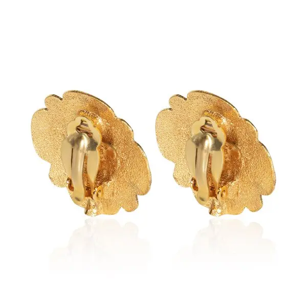 Chanel 1980s Vintage Gold-plated Red Gripoix Clip-on Earrings