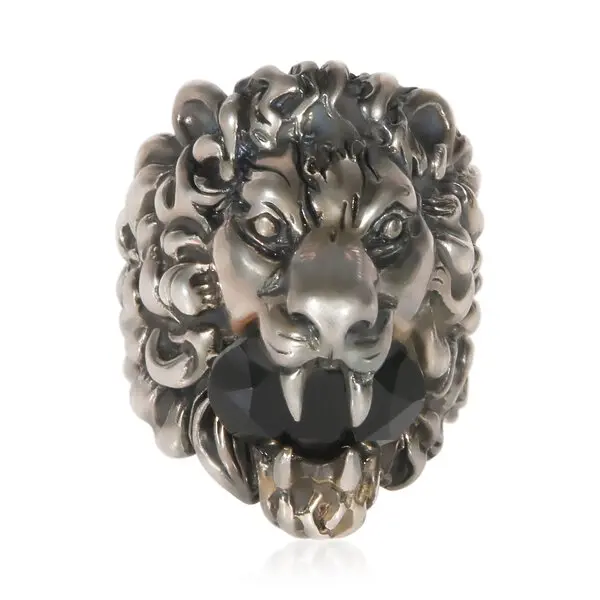 Gucci Crystal Lion Head Ring - Base_metal