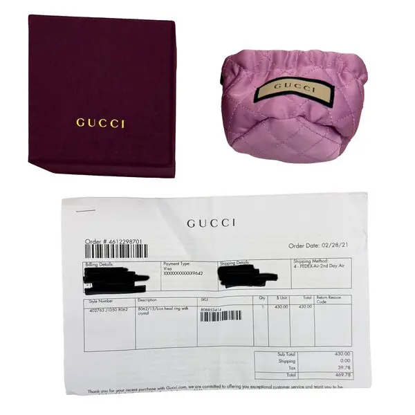 Gucci Crystal Lion Head Ring