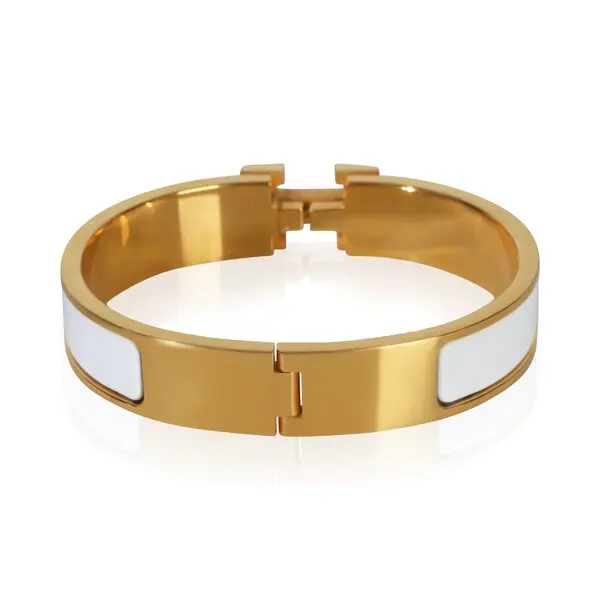 Hermès Gold-plated Clic H In Blanc Bracelet
