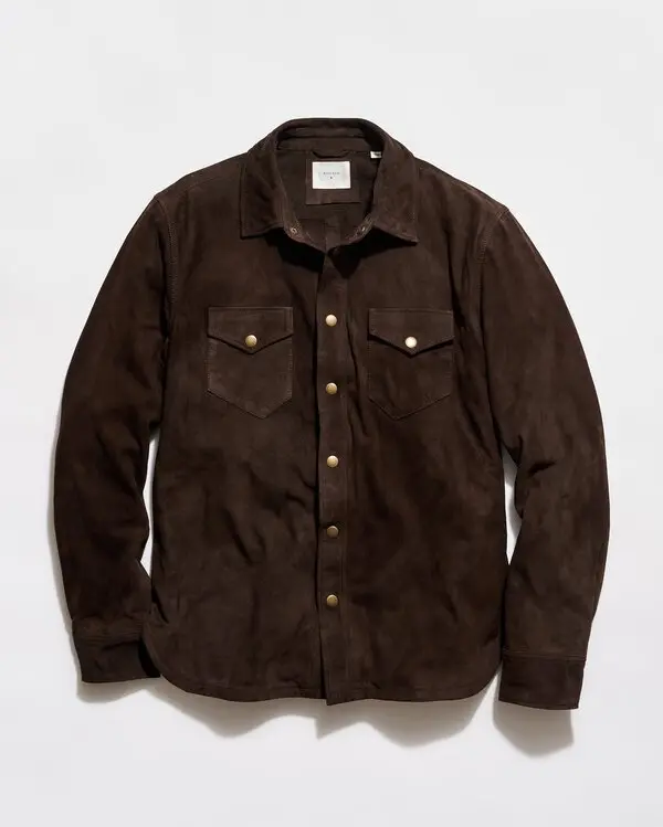 Billy Reid Savoy Suede Workshirt - Brown