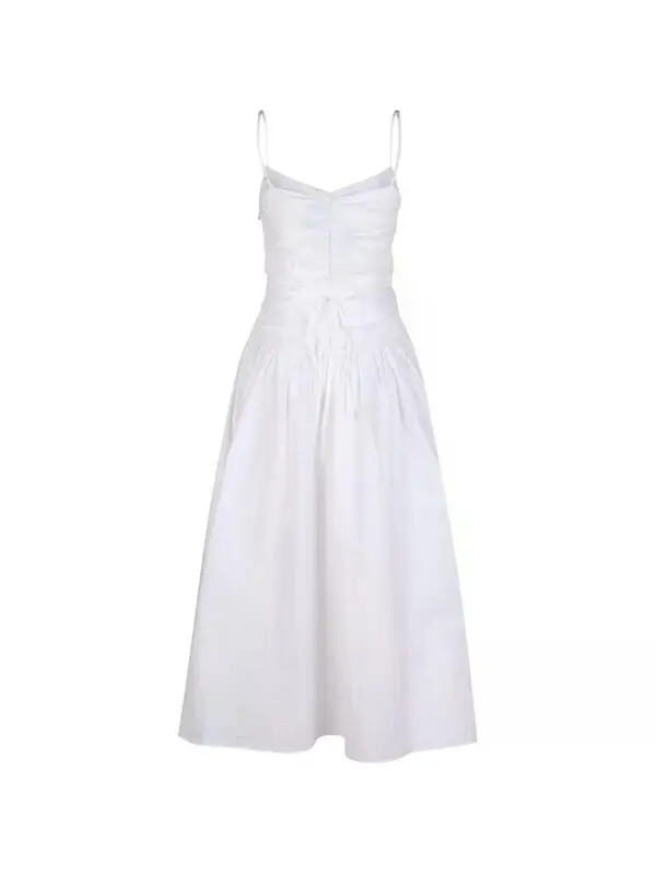 ROTATE BY BIRGER CHRISTENSEN Flower-detail Ruched Midi Dress - White