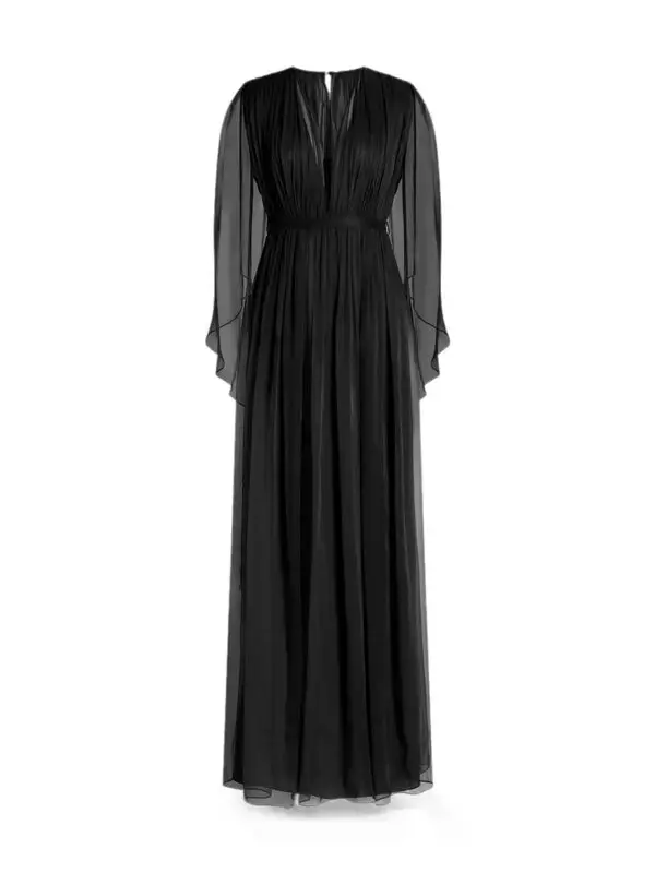 Alberta Ferretti V-neck Cape-sleeve Maxi Dress - Black