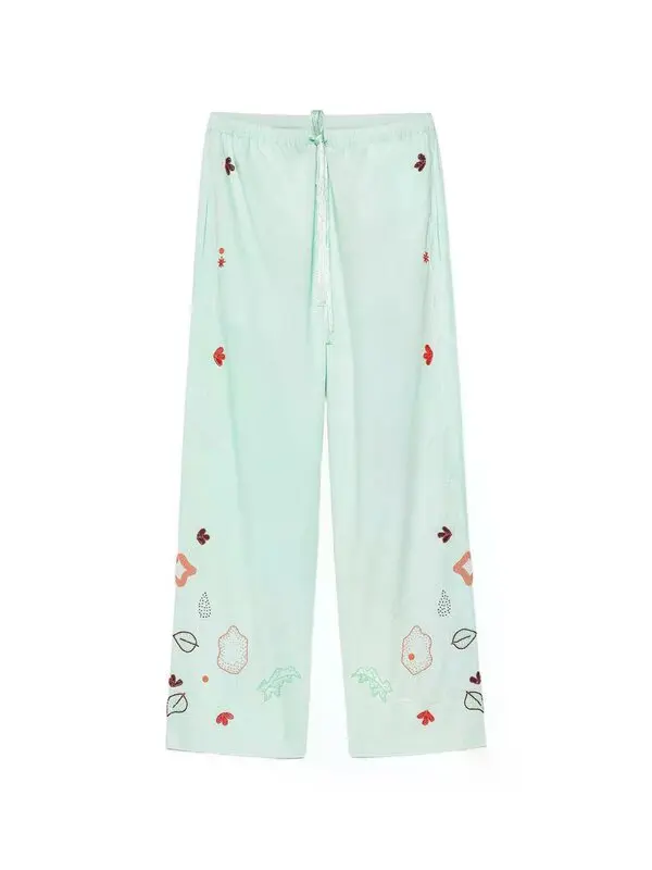 FORTE_FORTE Embroidered Drawstring-waist Trousers - Blue