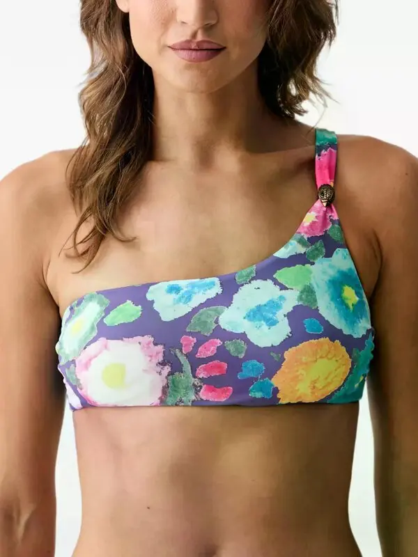 Kurt Geiger Floral-print One-shoulder Bikini Top - Purple