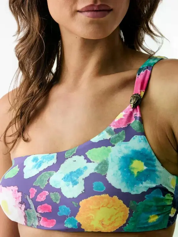Kurt Geiger Floral Print One-shoulder Bikini Top