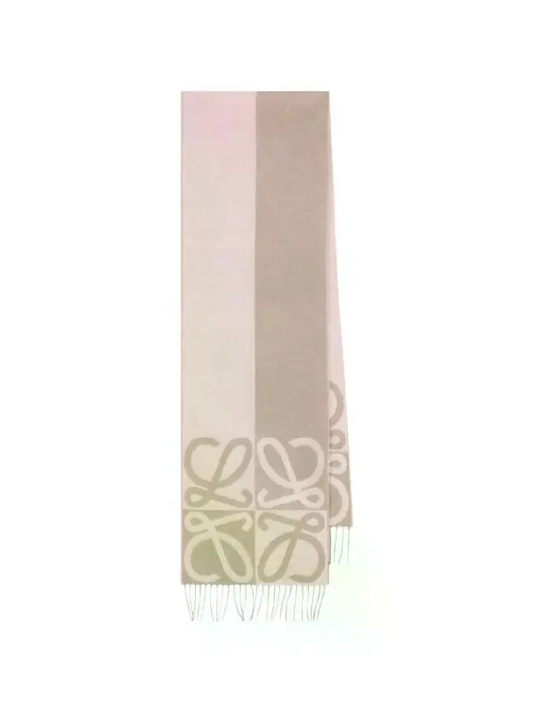 Loewe Anagram Jacquard-pattern Scarf - Pink