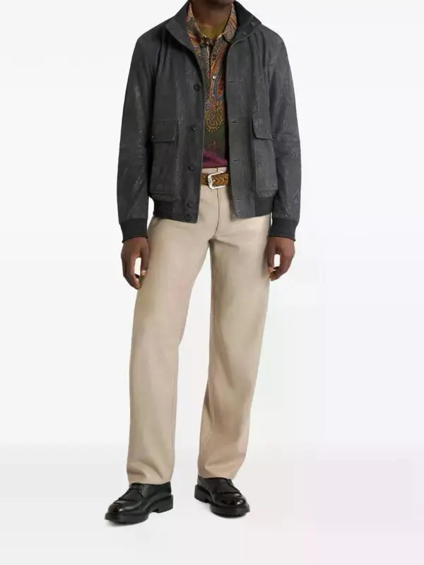 Etro Arnica Paisley-print Suede Bomber Jacket