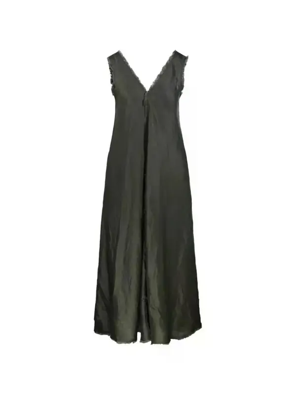 P.a.r.o.s.h Maxi Frayed-edge Crinkled Dress - Grey