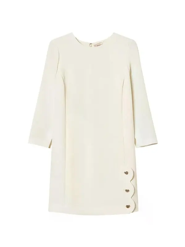 TWINSET Short Crêpe Dress With Heart-shaped Buttons - Neutrals