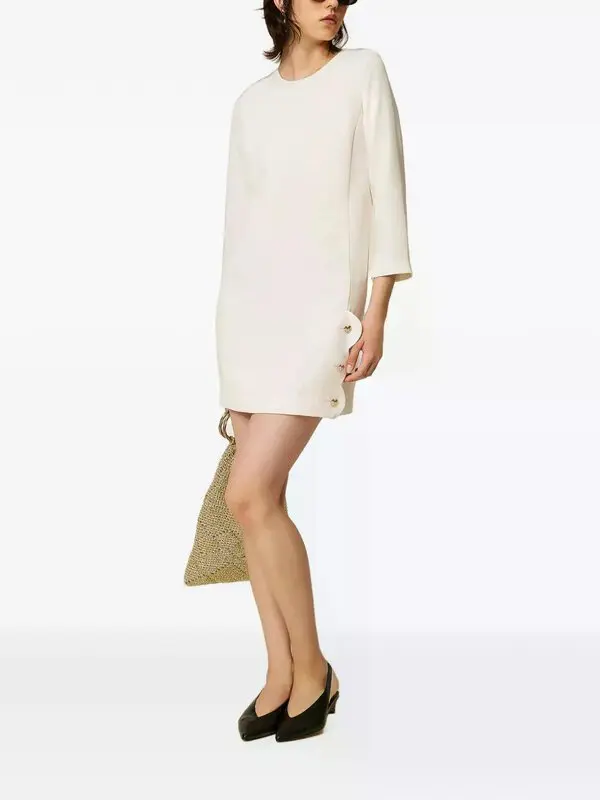 TWINSET Short Crêpe Dress With Heart-shaped Buttons - Neutrals
