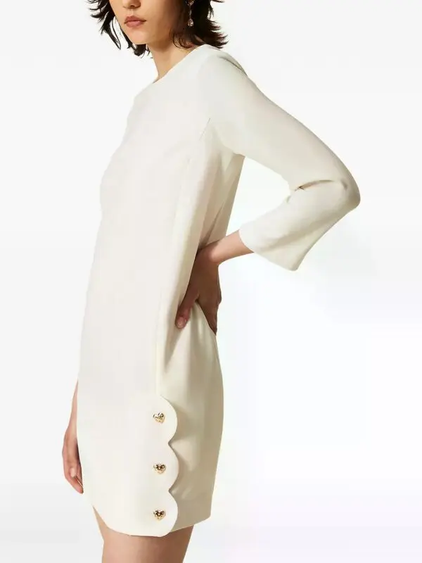TWINSET Short Crêpe Dress With Heart-shaped Buttons - Neutrals