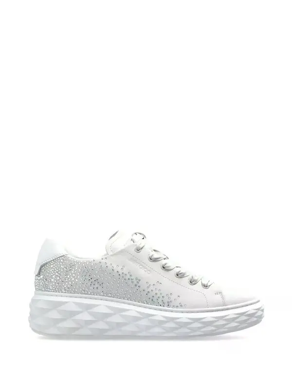JIMMY CHOO Diamond Light Maxi Crystal-embellished Leather Sneakers - White