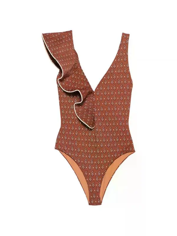 Johanna Ortiz Boleros Paisley-print Swimsuit - Brown