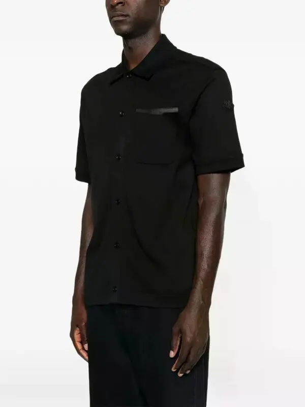 Moncler Leather Logo Cotton Short Sleeve Shirt