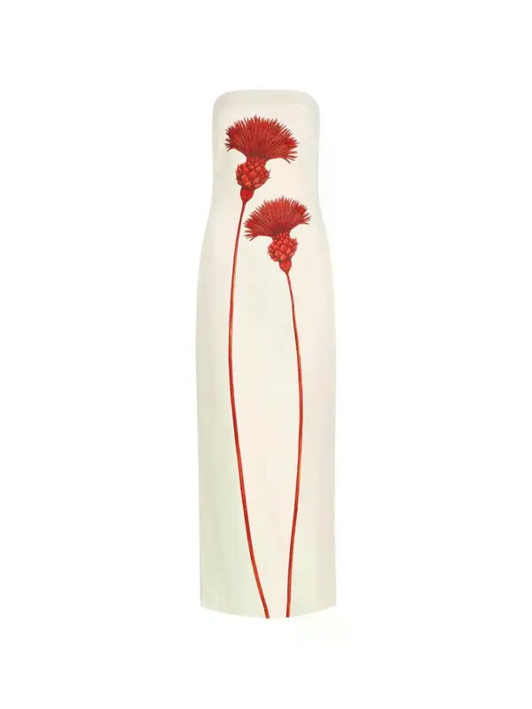 ANDRES OTALORA Costera Floral-print Strapless Maxi Dress - Neutrals