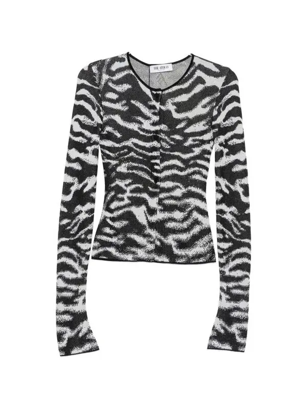 Attico Zebra-print Long-sleeve Cardigan - Black