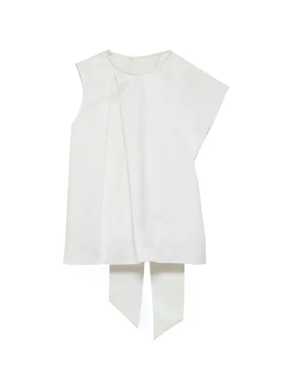 JW Anderson Asymmetrical Sleeve Top With Front Pleats - White